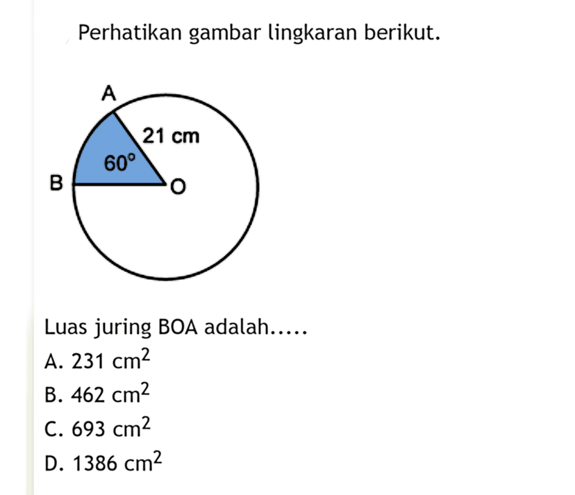 Diketahui suatu juring lingkaran dengan ukuran sudut pusa...