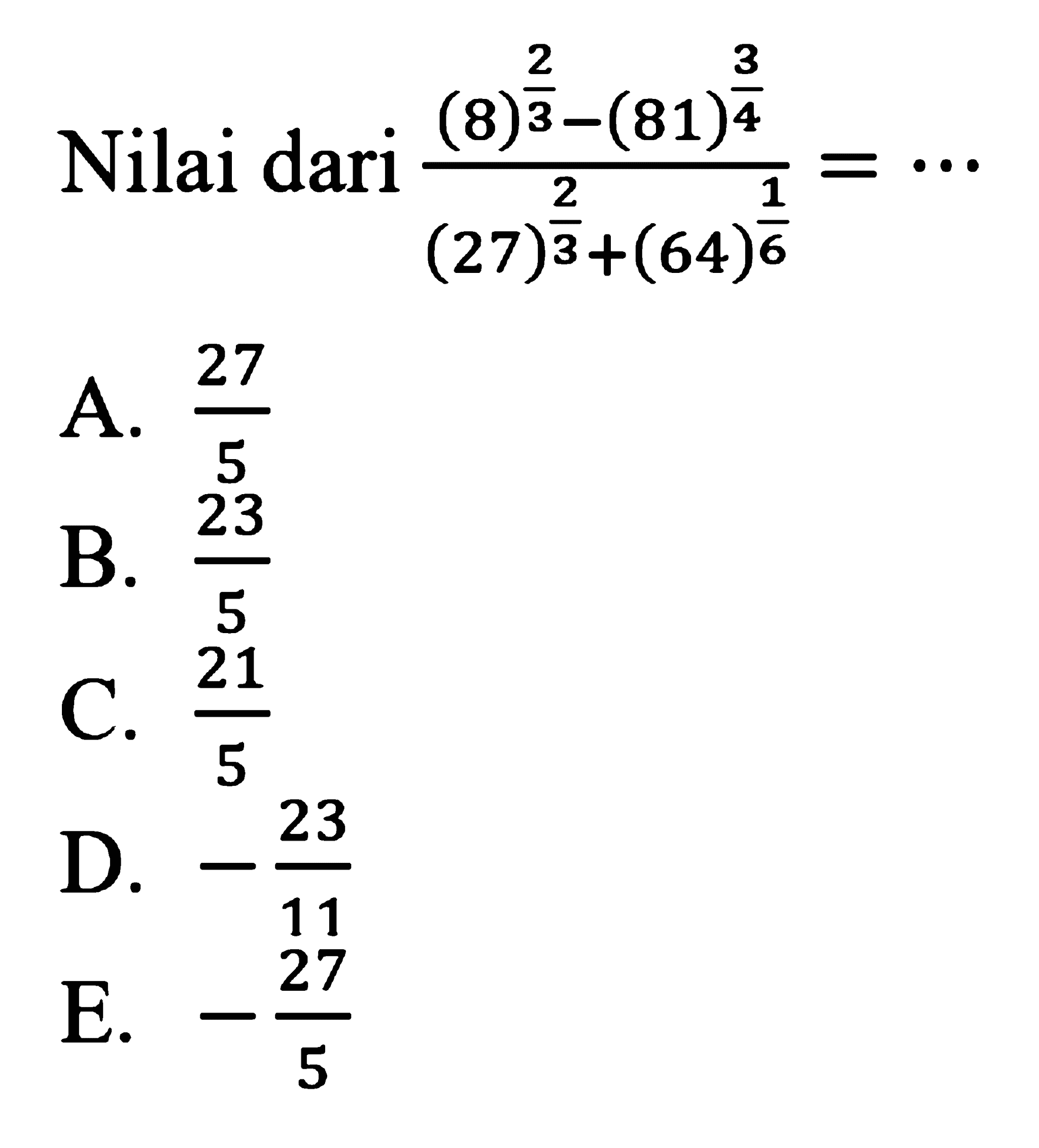 Kumpulan Contoh Soal Bilangan Berpangkat Pecahan, Negatif, dan Nol ...