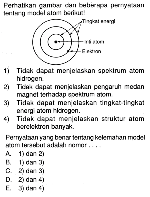 Pasangan data yang tepat antara teori atom, penjelasan te...