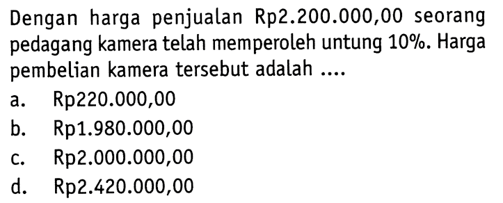 Kumpulan Contoh Soal Harga Pembelian, Harga Penjualan, Untung, dan Rugi ...