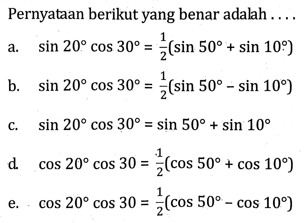 Kumpulan Contoh Soal Rumus Perkalian Sinus, Cosinus, Tangent ...