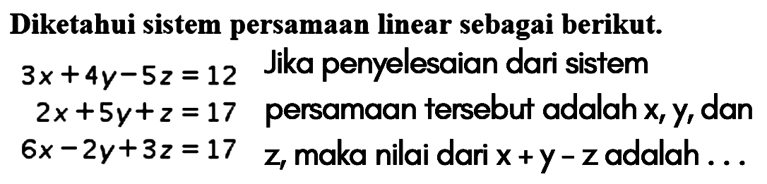 Kumpulan Contoh Soal Sistem Persamaan Linear - Matematika Kelas 10 ...