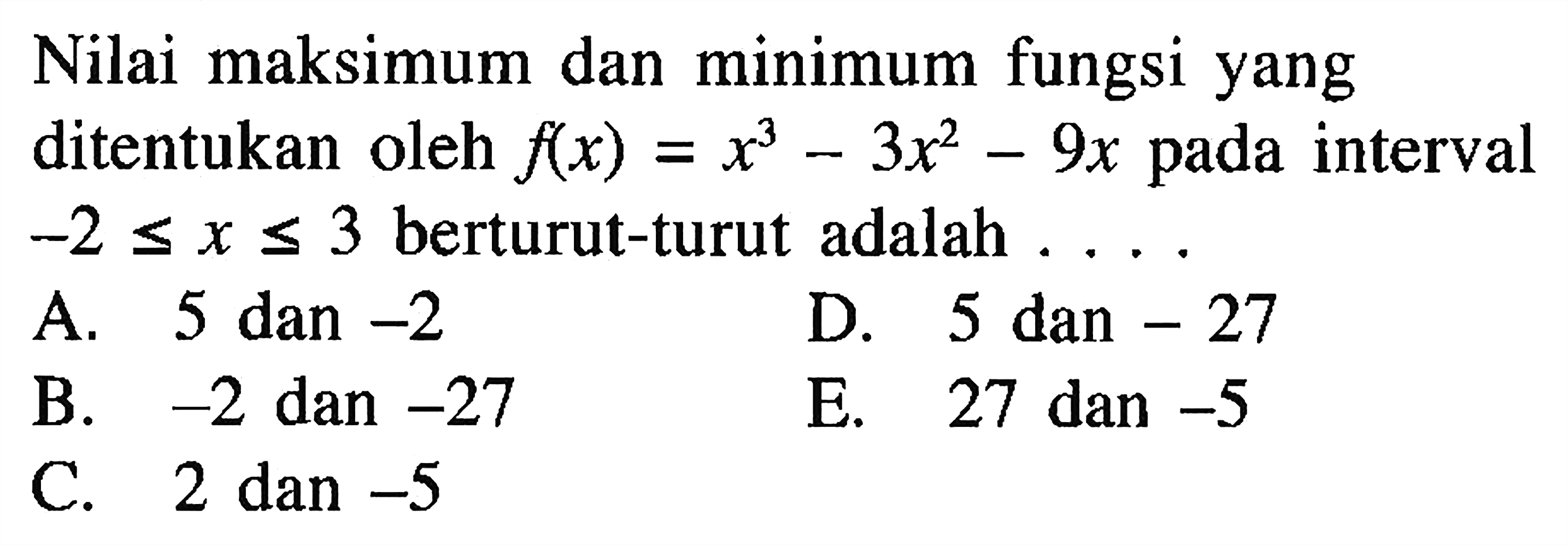 Kumpulan Contoh Soal Nilai Maksimum dan Nilai Minimum Fungsi pada Interval - Matematika Kelas 10 ...