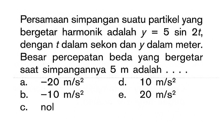 Kumpulan Contoh Soal Persamaan Simpangan, Kecepatan, dan Percepatan ...