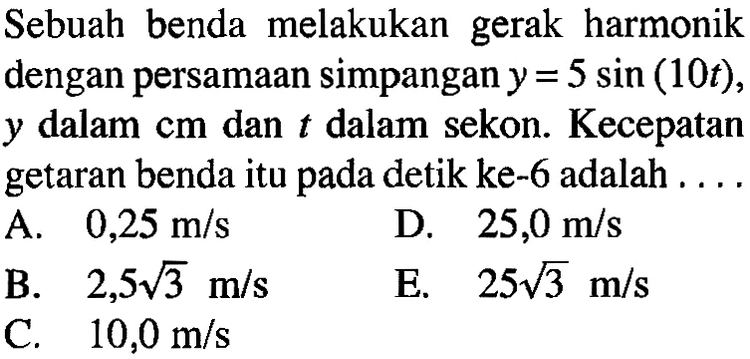 Kumpulan Contoh Soal Persamaan Simpangan, Kecepatan, dan Percepatan ...