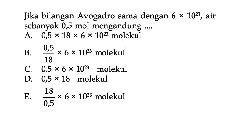 Kumpulan Contoh Soal Konsep Mol dan Hubungannya dengan Jumlah Partikel ...
