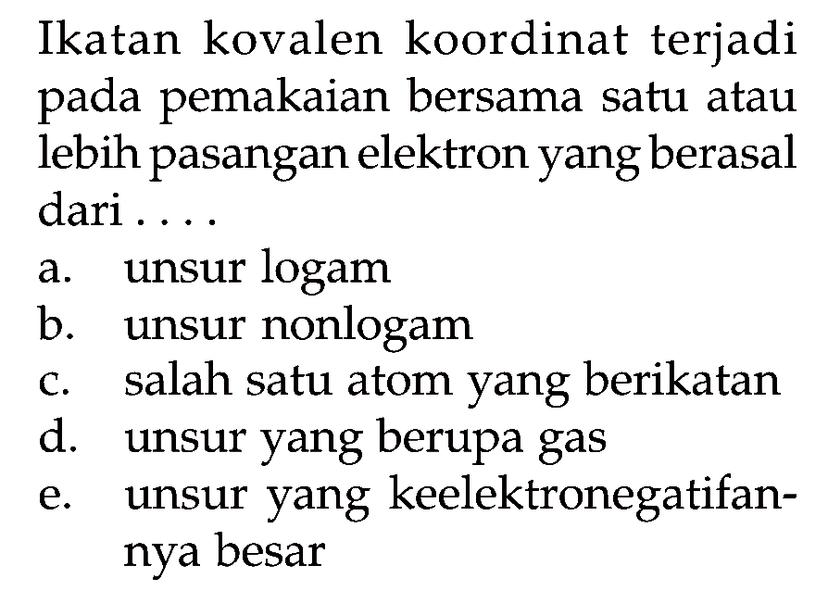 Kumpulan Contoh Soal Ikatan Ion Dan Ikatan Kovalen Kimia Kelas 10