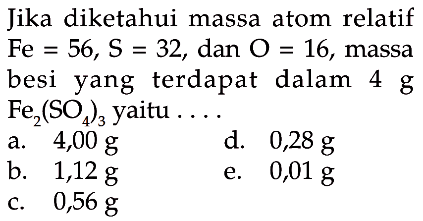 Kumpulan Contoh Soal Massa Atom Relatif (Ar) dan Massa Molekul Relatif ...
