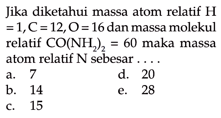 Kumpulan Contoh Soal Massa Atom Relatif Ar Dan Massa Molekul Relatif