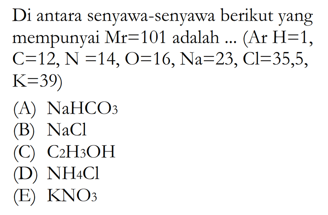 Kumpulan Contoh Soal Massa Atom Relatif (Ar) dan Massa Molekul Relatif ...