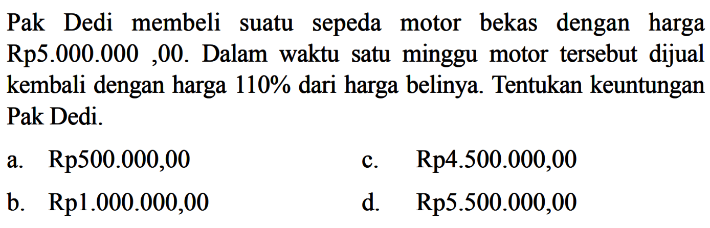 Kumpulan Contoh Soal Harga Pembelian, Harga Penjualan, Untung, dan Rugi ...