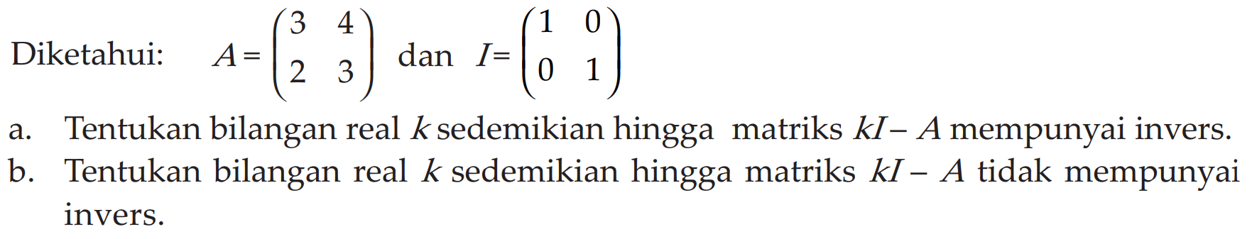 Kumpulan Contoh Soal Invers Matriks ordo 2x2 - Matematika Kelas 11 ...