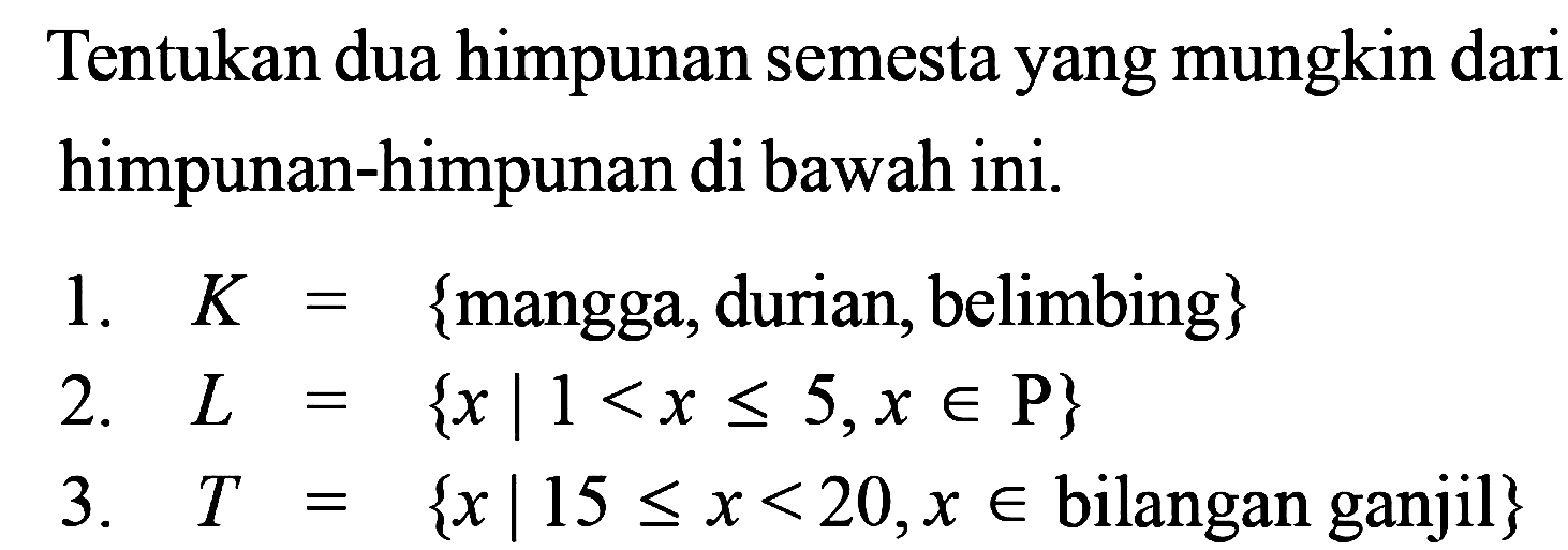 Kumpulan Contoh Soal Himpunan Semesta - Matematika Kelas 7 | CoLearn ...