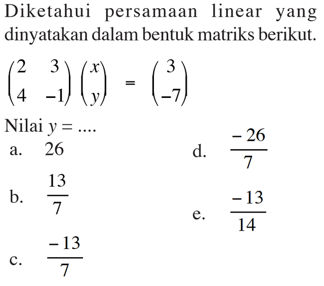 Kumpulan Contoh Soal Penyelesaian Persamaan Linear Dua atau Tiga Variabel dengan Menggunakan ...