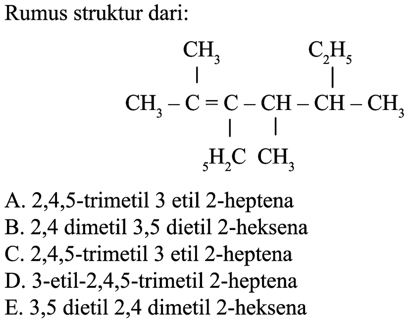 Kumpulan Contoh Soal Struktur dan Tata Nama Alkana, Alkena, dan Alkuna ...