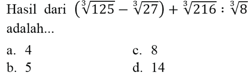 Kumpulan Contoh Soal Operasi Hitung Akar Pangkat dan Pangkat lebih dari ...