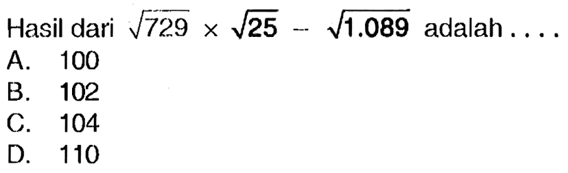 Kumpulan Contoh Soal Operasi Hitung Akar Pangkat Dua (Perkalian dan ...